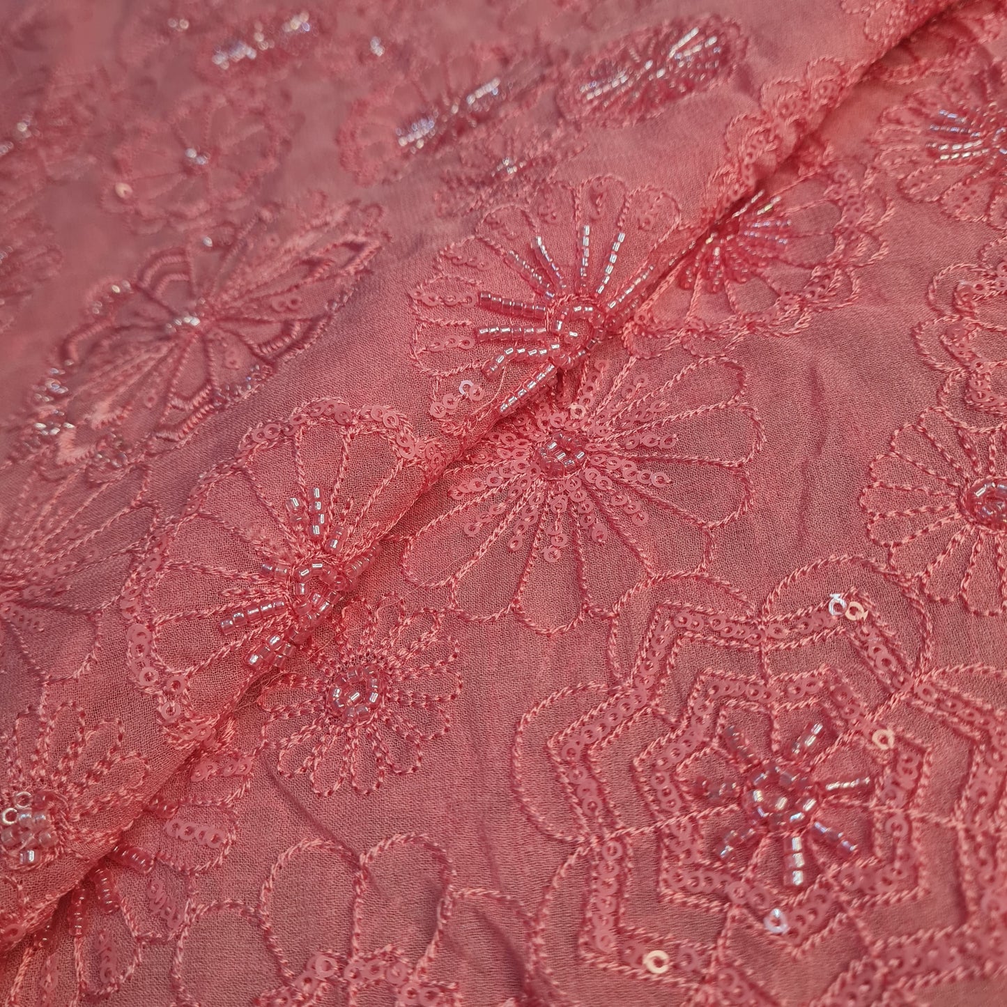 Buy Premium Premium Georgette Fabric Dark Pink Floral CutDana ...