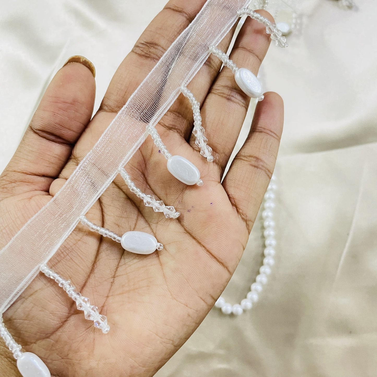 Buy White Pearl CutDana Hanging Lace Online at TradeUNO – TradeUNO Fabrics