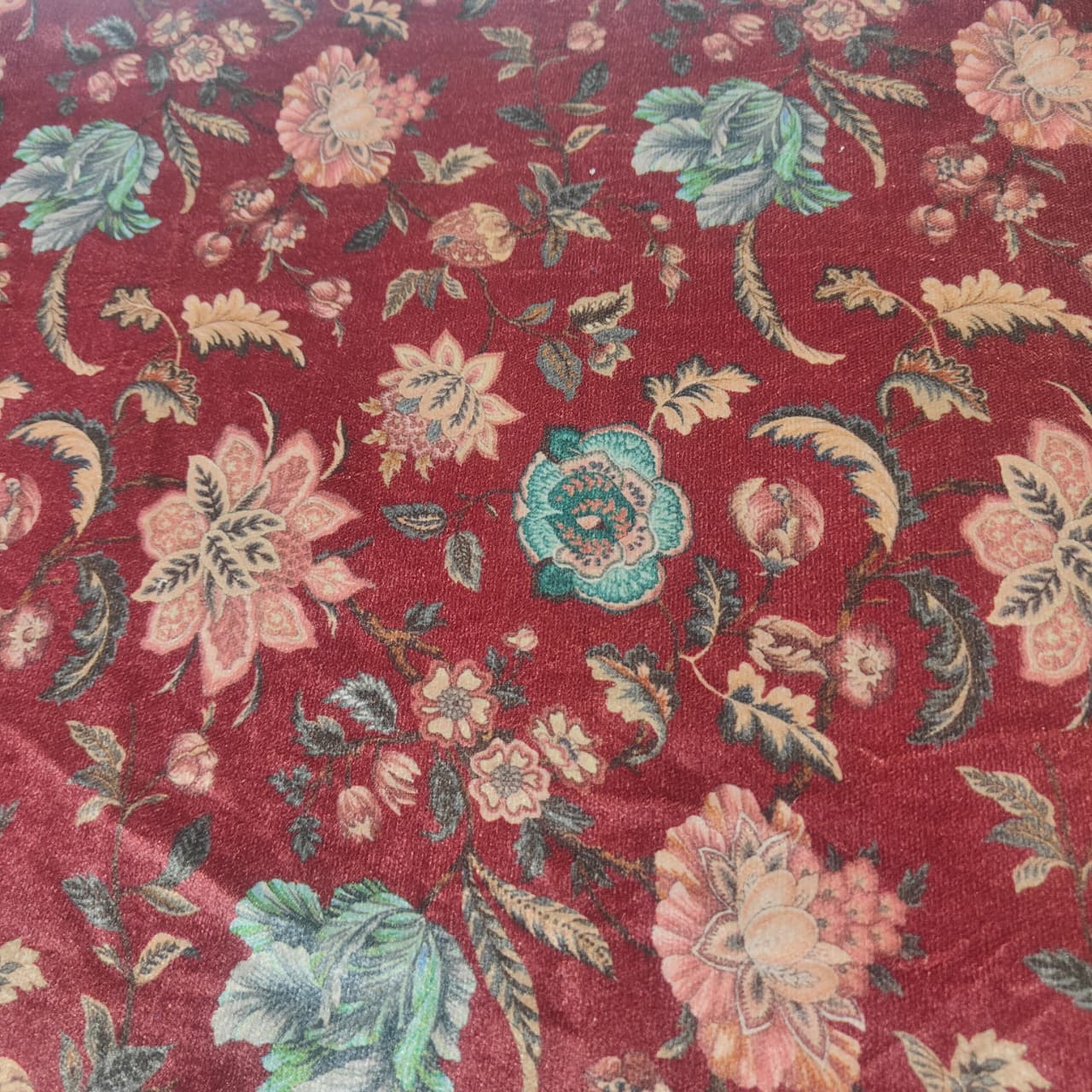 Buy Light Maroon Floral Print Micro Velvet 9000 Fabric at TradeUNO ...